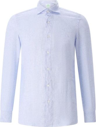 Finamore Homme, Chemises, Bleu, Taille: 2XL Chemise Casual &agrave; Carreaux en Lin