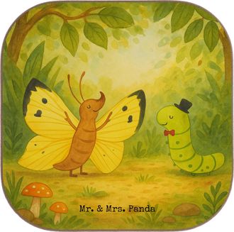 Mr. & Mrs. Panda Tassen Untersetzer Raupe Schmetterling Design - Geschenk, Gl&auml;ser, Hut, Holzuntersetzer, Sch&ouml;nheit, gl&auml;seruntersetzer, Kokon, Tassenuntersetzer, Tischs