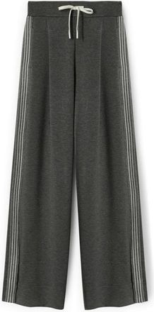 Motivi Femme, Pantalons, Gris, Taille: 40 FR Pantalon Palazzo en scuba avec bandes