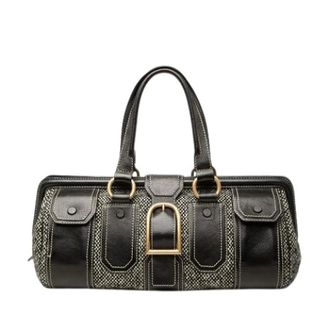 Celine Sac &agrave; main en tweed doccasion - Femme - Pre-owned - Noir - Taille: ONE Size