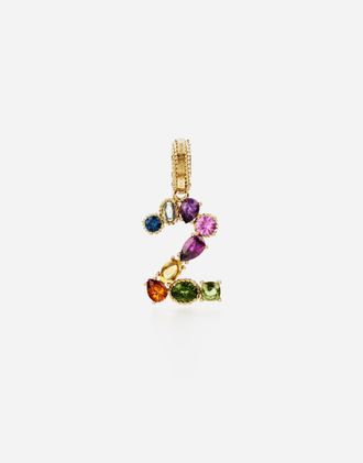 Dolce & Gabbana 18 Kt Yellow Gold Rainbow Pendant With Multicolor Finegemstones Representing Number 2 - Frau Charms Gold Onesize
