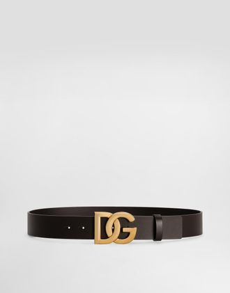 Dolce & Gabbana Lux Leather Belt With Crossover Dg Logo Buckle - Mann Gürtel Mehrfarbig Leder 100