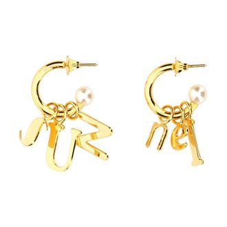 Sunnei Sunnei, Femme, Accessoires, Jaune, Taille: ONE Size Boucles doreilles pendantes logo lettr&eacute;