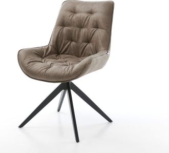 DELIFE Esszimmerstuhl Taimi-Flex Mikrofaser Taupe Vintage Kreuzgestell breit Schwarz, Esszimmerst&uuml;hle