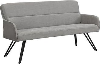 Byliving Bank Tino/Webstoff und Mikrofaser Bezug und Gestell in schwarz/Aufgedoppelter Rücken/Küchenbank, Sitzbank, Esszimmerbank/B 160 x H 94 x T 67 cm (Hellg