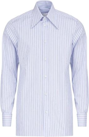 Maison Margiela Homme, Chemises, Bleu, Taille: S Chemise Boutonn&eacute;e &agrave; Rayures