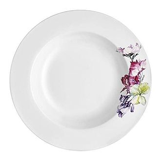 Ambition Suppenteller 23 cm mit Rand Garden Porzellan Tiefteller wei&szlig; mit Dekor f&uuml;r Sp&uuml;lmaschine Mikrowelle