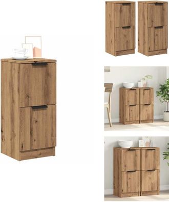 vidaXL Sideboards 2 Stk. Artisan-Eiche 30x30x70 cm Holzwerkstoff - Sideboard - Sideboards - Schrank - Lagerschrank