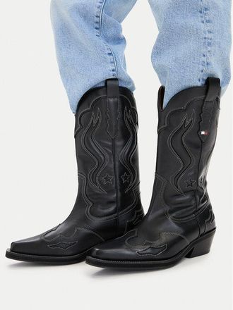 Tommy Jeans Cowboystiefel Archive Cowboy Boot Leather EN0EN03046 Schwarz