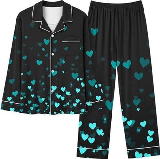 Generic Pyjama pour femme - Pyjama moelleux &agrave; manches longues pour femme - Pyjama confortable pour mari&eacute;e - Ensemble 2 pi&egrave;ces - Grande taille - Pyjama d&eacute;t&eacute; po