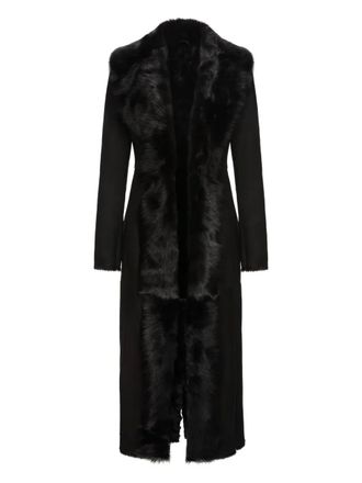 Magda Butrym manteau bord&eacute; de fourrure - Noir