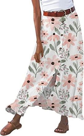 Onsoyours Femme Jupe Côtelé Longue Taille Haute Jupe Moulante Slim Casual Jupe Crayon Fendue Unicolore pour Printemps Eté Automne G Motif-2 S