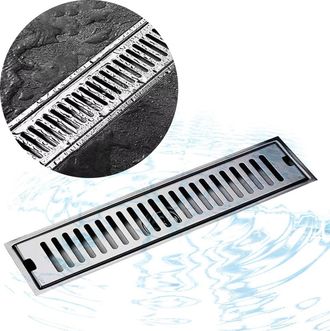 Dioche Linearer Duschablauf 27,5 Zoll mit Haarsieb - Moderner Badezimmer-Bodenablauf aus 304 Edelstahl mit Abnehmbarem Gitter - Geruchssicheres und Schnelles