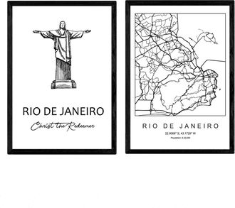 Nacnic Pack Poster Rio de Janeiro - Christus der Erlöser. Blätter mit Denkmälern von Städten. A3 Größe