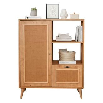 Dmora Anrichte Zenara 90x40x110h cm Braun 3 B&ouml;den 2 T&uuml;ren