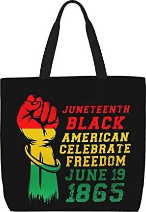 Generic Sac Fourre-Tout C&eacute;l&eacute;brations De Juneteenth, Journ&eacute;e De La Libert&eacute; Des Afro-Am&eacute;ricains Sac &Agrave; Bandouli&egrave;re En Toile Lavables R&eacute;utilisable Sacs En Toile &Eacute;