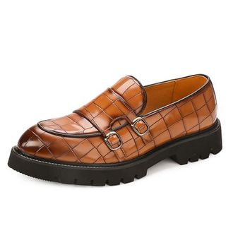 Generic Mocassins à plateforme à enfiler avec double boucle pour homme - Mocassins classiques - Pour les affaires et les loisirs - Chaussures bateau tendance,