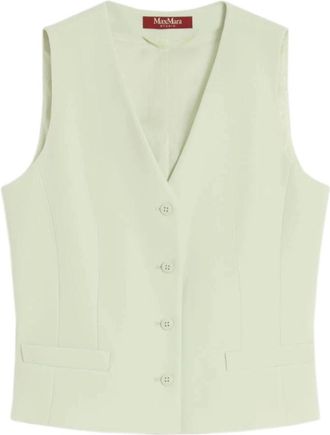 Max Mara Femme, Vestes, Vert, Taille: 36 FR Wool Crepe Satin Vest