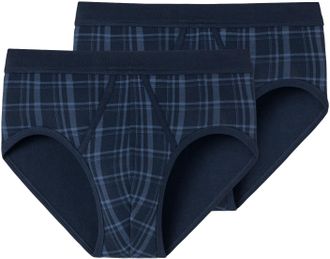 Schiesser Slip SCHIESSER Original Classics, Herren, Gr. 10, blau (803, dunkelblau), Feinripp, Obermaterial: 100% Baumwolle, kariert, unifarben, eng, Unterhosen 