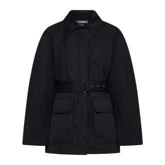 Jacquemus Femme, Vestes, Noir, Taille: 38 FR Manteau Noir en M&eacute;lange Coton Lin