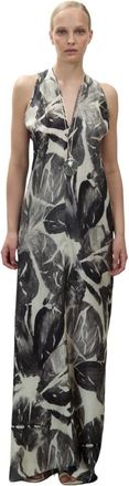 Alysi Femme, Robes, Noir, Taille: 36 FR Robe Longue Maxi en Soie