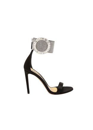 Alexandre Vauthier Black satin & crystal heeled sandals Size 37