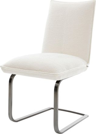 DELIFE Schwingstuhl Lelio-Flex Freischwinger flach Graphit Boucl&eacute; Soft Beige Taschenfederkern