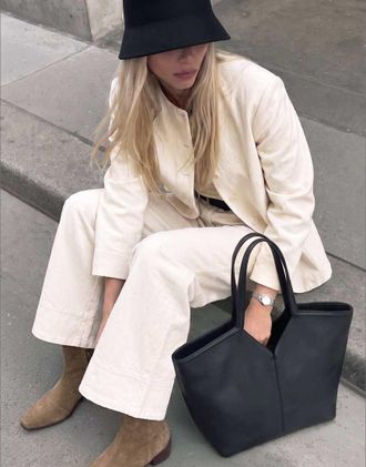 NA-KD bottines chelsea en daim &agrave; petit talon taupe-Marron