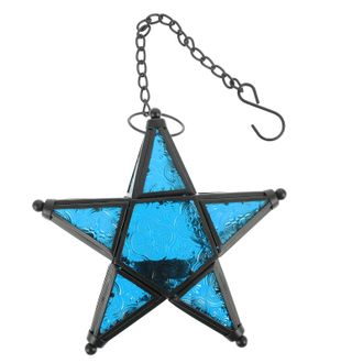 Angoily Bunter Glas Kerzenhalter F&uuml;nf zackiger Stern H&auml;ngend Windgesch&uuml;tzt F&uuml;r Zuhause Restaurant Bar Dekoration Praktischer Vintage Stil