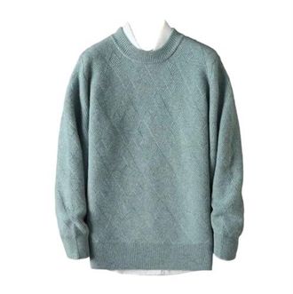 Generic Pull en cachemire doux et décontracté pour homme - Pull ample et épais texturé - Pull en tricot solide, EN8, XL