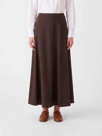 Brunello Cucinelli Jupe midi &eacute;vas&eacute;e taille haute en coton m&eacute;lang&eacute;