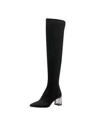 Tamaris Damen Overknee Boots Vegan Blockabsatz; BLACK/schwarz; 39 EU