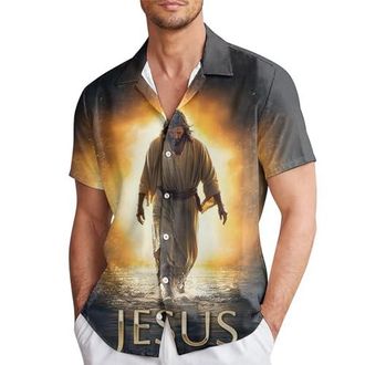 Generico Chemise avec motif et design 3D imprim&eacute; de croix, chemise unique et &eacute;l&eacute;gante, coupe confortable pour occasions d&eacute;contract&eacute;es ou formelles, A dor&eacute;, XXX