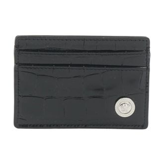 Versace Kartenetui aus Leder mit Krokodruck - - Accessories - Herren - Schwarzk - ONE SIZE