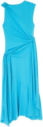 Ganni Femme, Robes, Bleu, Taille: 40 FR Robe Longue en Maille Chin&eacute;e