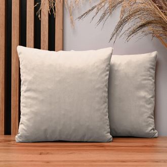 MG Design 2er Set Kissenbezüge 35 x 35 cm in Hellbeige - mit Reißverschluss, samtig-weich mit dezentem Schimmer, pflegeleicht & langlebig