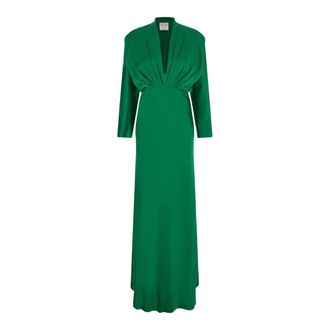 Forte_Forte Seiden-Satin-Kleid mit tiefem V-Ausschnitt - - Dresses - Damen - Gr&uuml;n - S