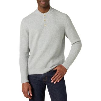 Amazon Essentials Herren Soft-Touch-Henley-Pullover mit Langen Ärmeln, Mittelgrau Meliert, XXL