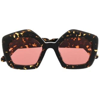Marni Rechteckige Havana Sonnenbrille - - Accessories - Damen - Schwarzk - 51 MM