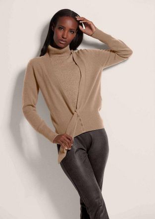 Madeleine Strickjacke Kaschmirstrickjacke mit V-Ausschnitt Unifarbenes Modell mit dekorativem V-Ausschnitt und Bindeband