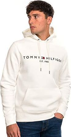 Tommy Hilfiger Logo Hoody, Sweat-Shirt Homme, Blanc (SNOW WHITE YAP), X-Large