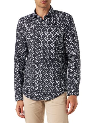 Seidensticker Mens Slim Fit Langarm Kragen Hemd Shirt, Dunkelblau, 45