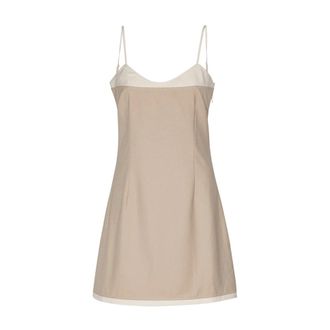 Remain Schicke Kontrast Mini Kleid - - Dresses - Damen - Beige - XS