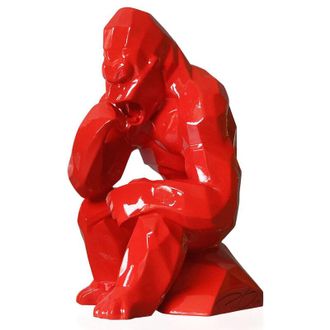 Parastone Figurine Orlinski Kong Penseur rouge brillant - &Eacute;dition limit&eacute;e 3000 ex - Pierre reconstitu&eacute;e - Dimensions 13x18x25 cm