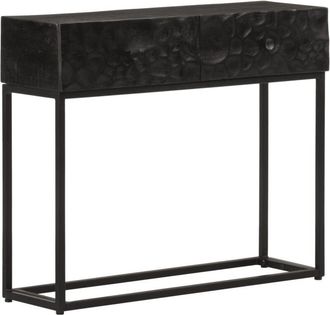 vidaXL Table console noir 90x30x76 cm bois massif de manguier et fer Vidaxl