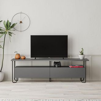 Decortie Decortie Cornea Meuble TV moderne avec rangement Meuble TV 150cm, gris anthracite
