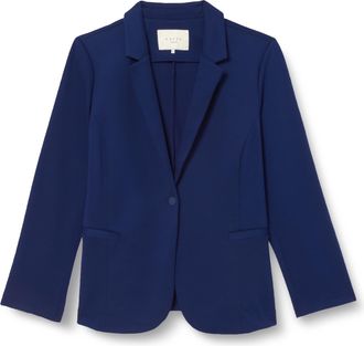 Kaffe Curve Kaffe Curve Womens Plus-Size Long Sleeves Single Button Front Jersey Blazer, Beacon Blue, L Größen