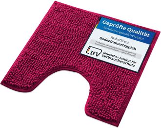 WohnDirect WC Vorleger mit Ausschnitt 45x45 cm Pink - Weiche Toilettenmatte f&uuml;r Stand-WC - Hochflor Badematte Saugstark & Bodenschonend (Versand aus DE)