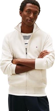 Tommy Hilfiger Essential Fleece Stand Collar Mw0Mw41759 Sweat-Shirt zipp&eacute;, Beige (Heathered Oatmilk), L Homme