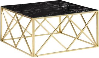 vidaXL Couchtisch Golden Edelstahl und Hartglas Vidaxl